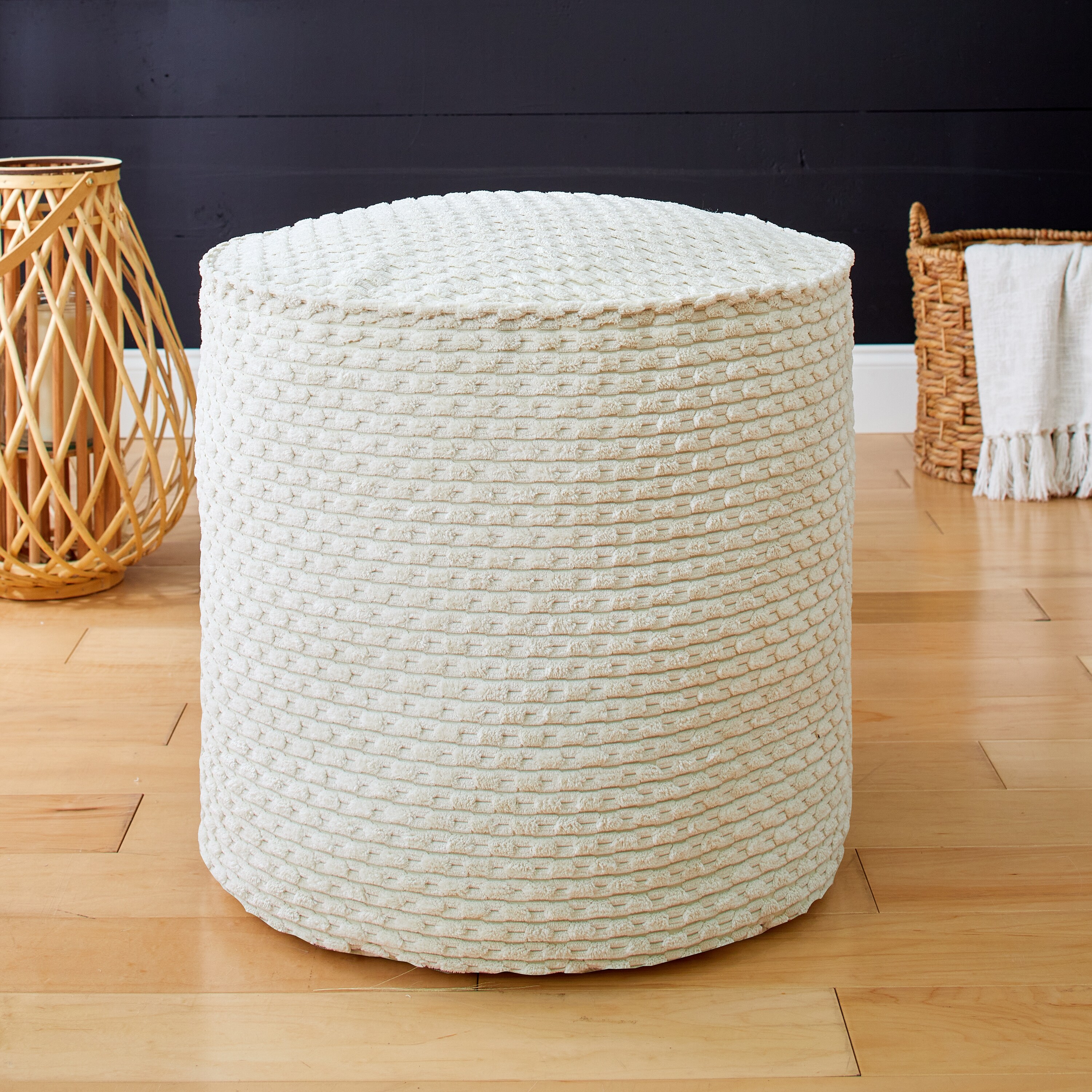 Sorra Home Indoor Soft Chunky Corduroy Small Round Pouf